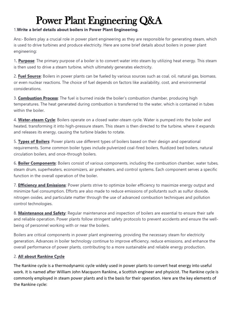 Power Plant Q&A | PDF | Fossil Fuel Power Station | Boiler