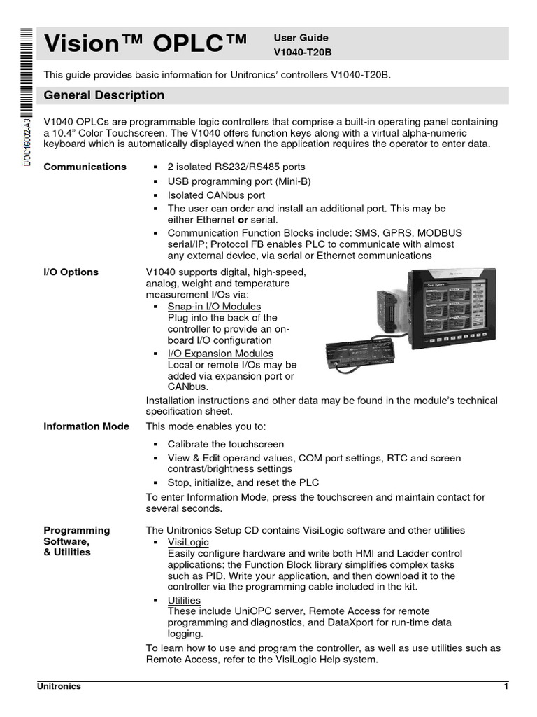 Vision ™ Oplc™: General Description | PDF | Programmable Logic ...