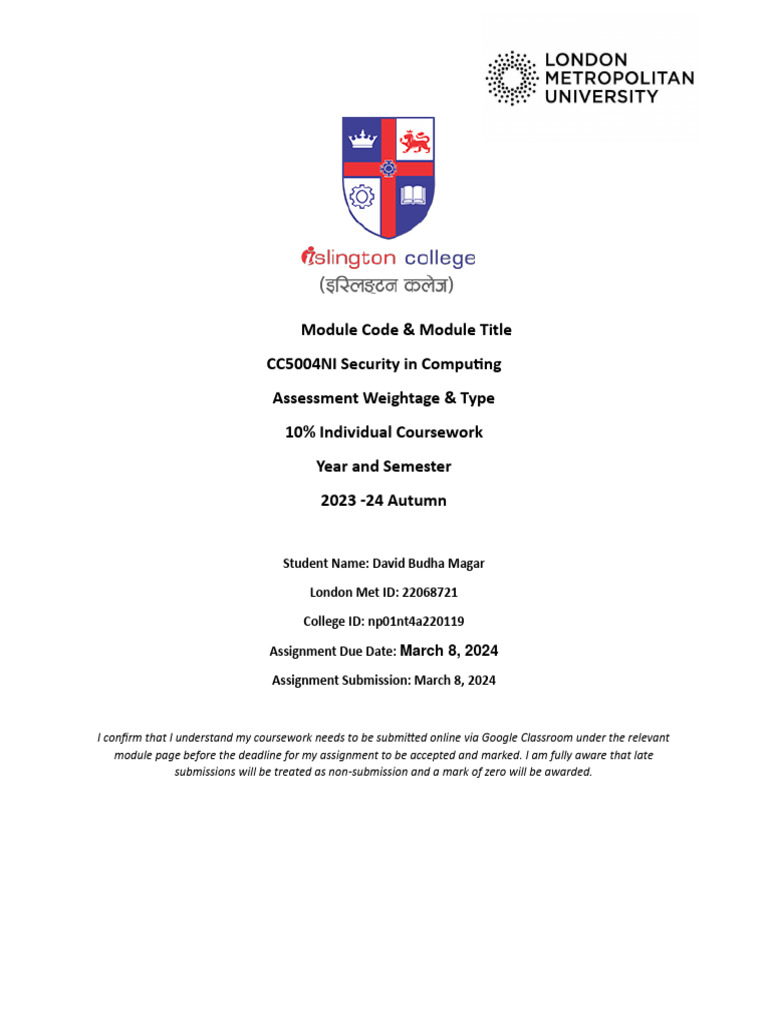 David Budha Magar 22068721 | PDF | Transmission Control Protocol | Password