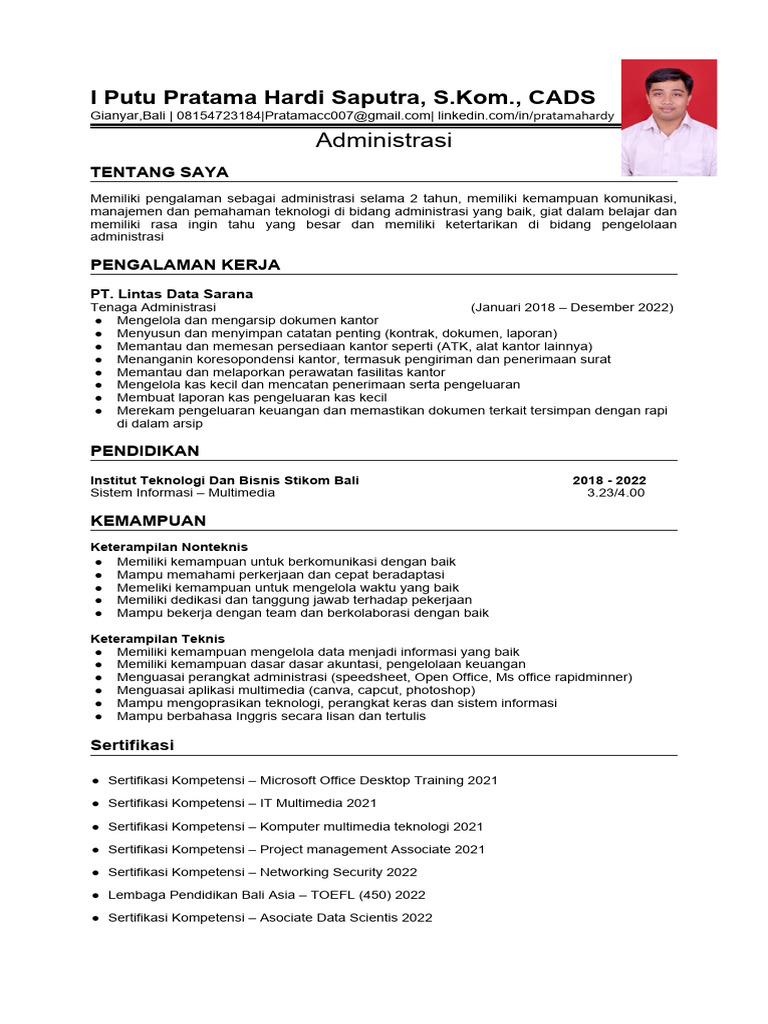 CV Administrasi ATS | PDF
