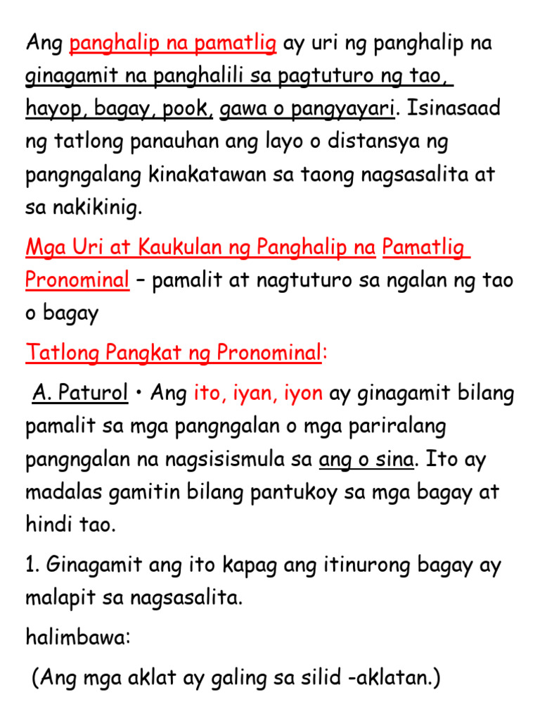 Ang Panghalip Na Pamatlig Ay Uri NG Panghalip Na Ginagamit Na ...