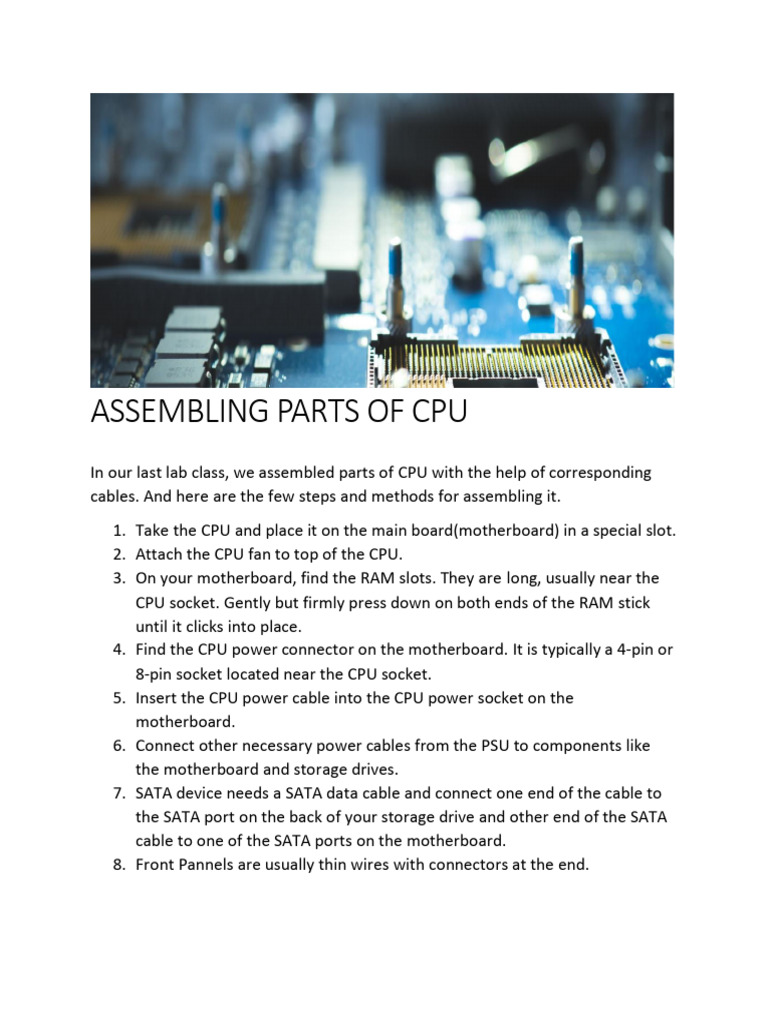 Assemblying A Cpu | PDF