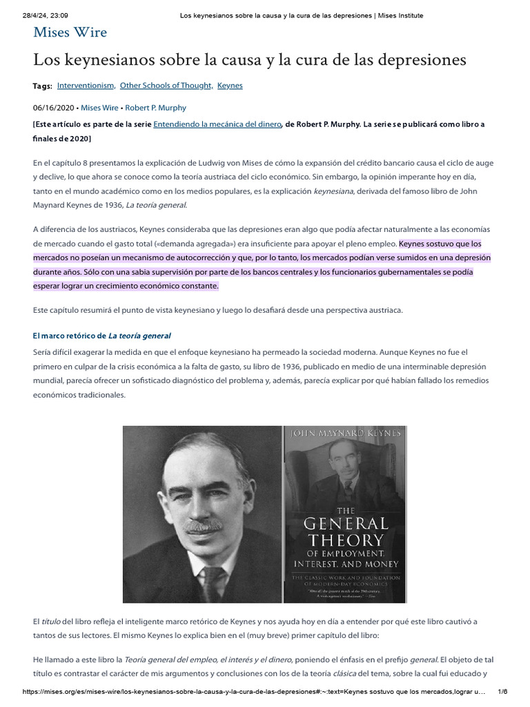 Los Keynesianos Sobre La Causa y La Cura de Las Depresiones - Mises ... Los Keynesianos Sobre La Causa y La Cura de Las Depresiones - Mises ...