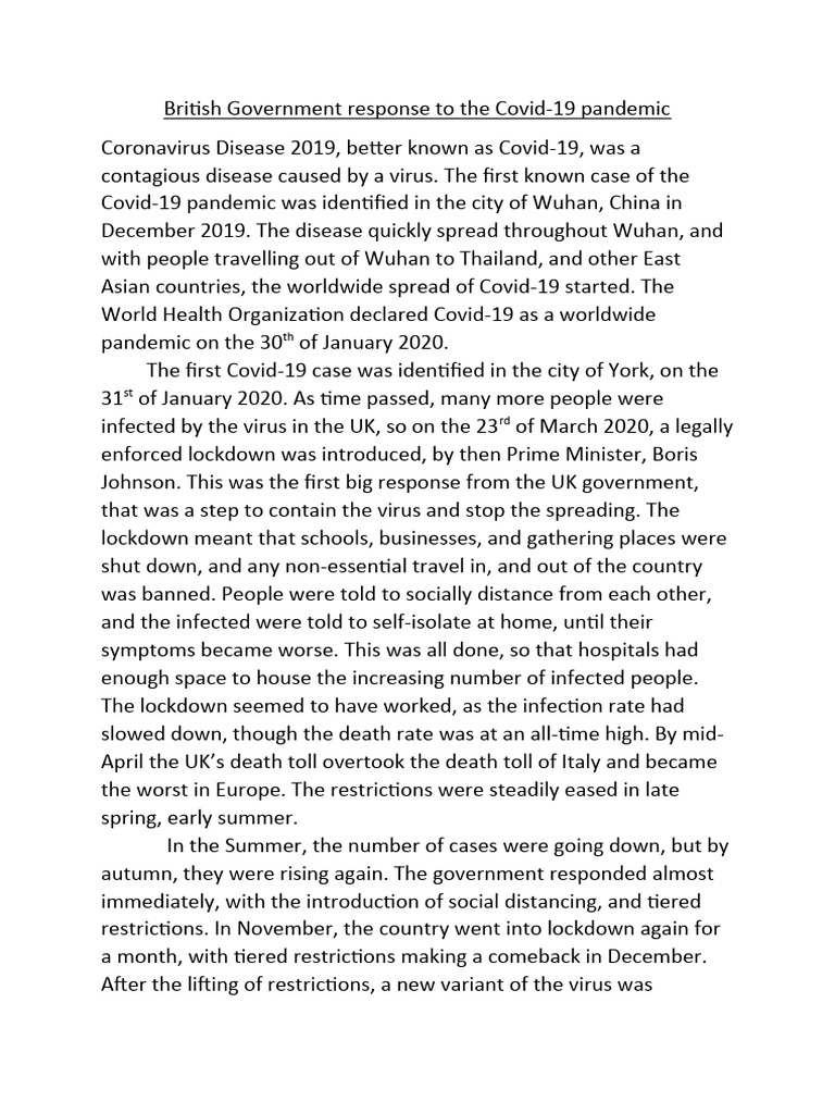 British Government Response To The Covid-19 Pandemic | PDF | Medicine ...