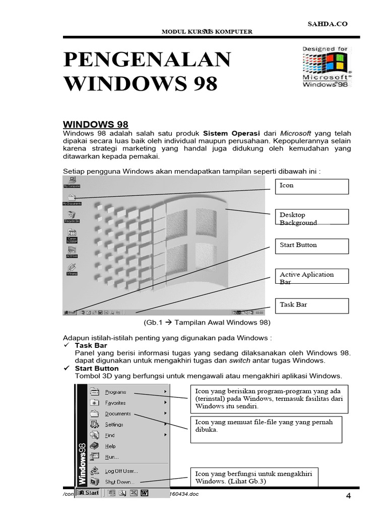 Pengenalan Windows 98 | PDF | Seni | Komputer