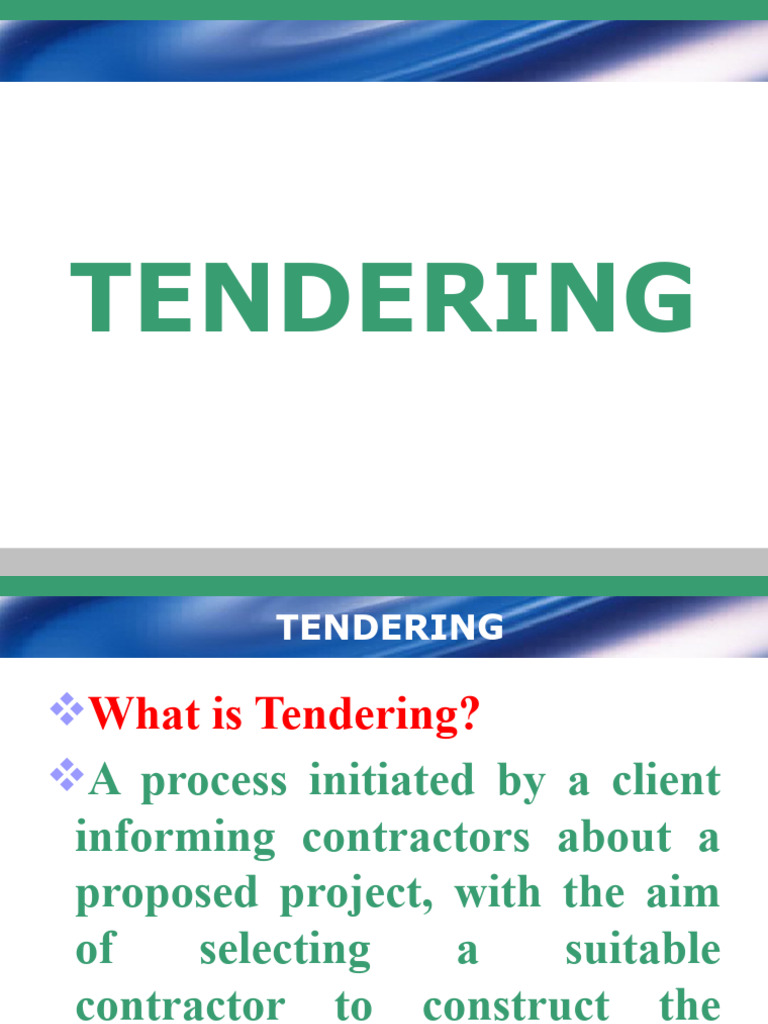 Lesson 6 Tendering (Bidding) | PDF | Specification (Technical Standard ...