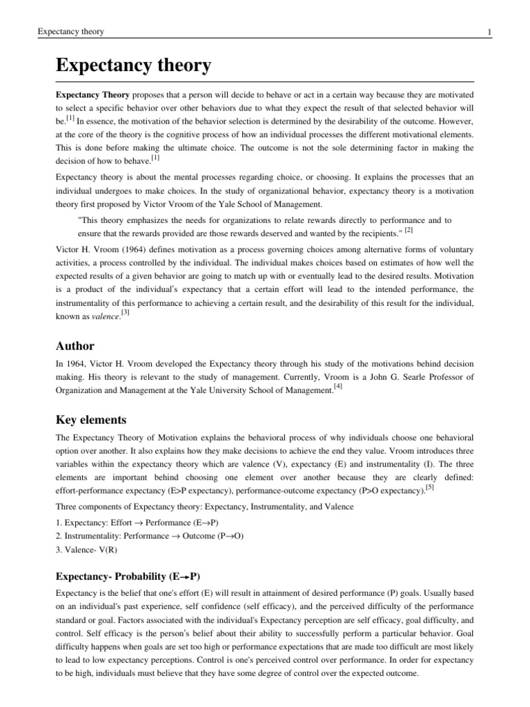 Expectancy Theory | PDF | Motivation | Motivational