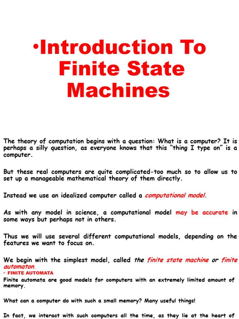 Introduction to Finite State Machines | PDF | Set (Mathematics ...