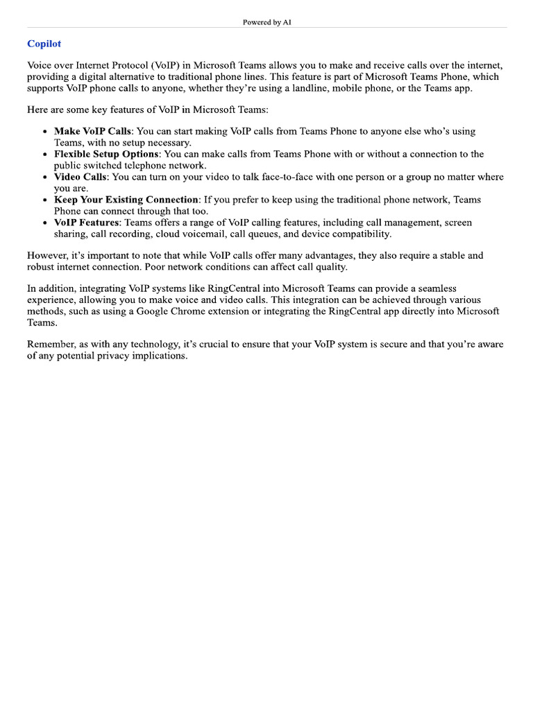 Voice Acll and Teams | PDF