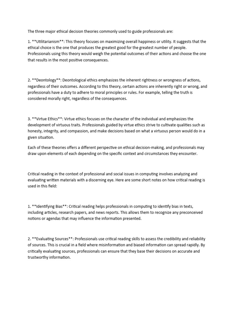 Last Minute Professional Issues Review | PDF | Morality | Critical Thinking