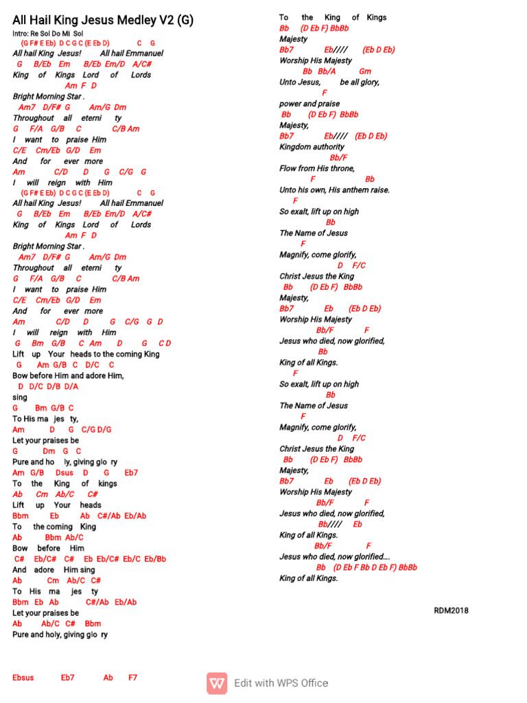All Hail King Jesus Medley Chords | PDF
