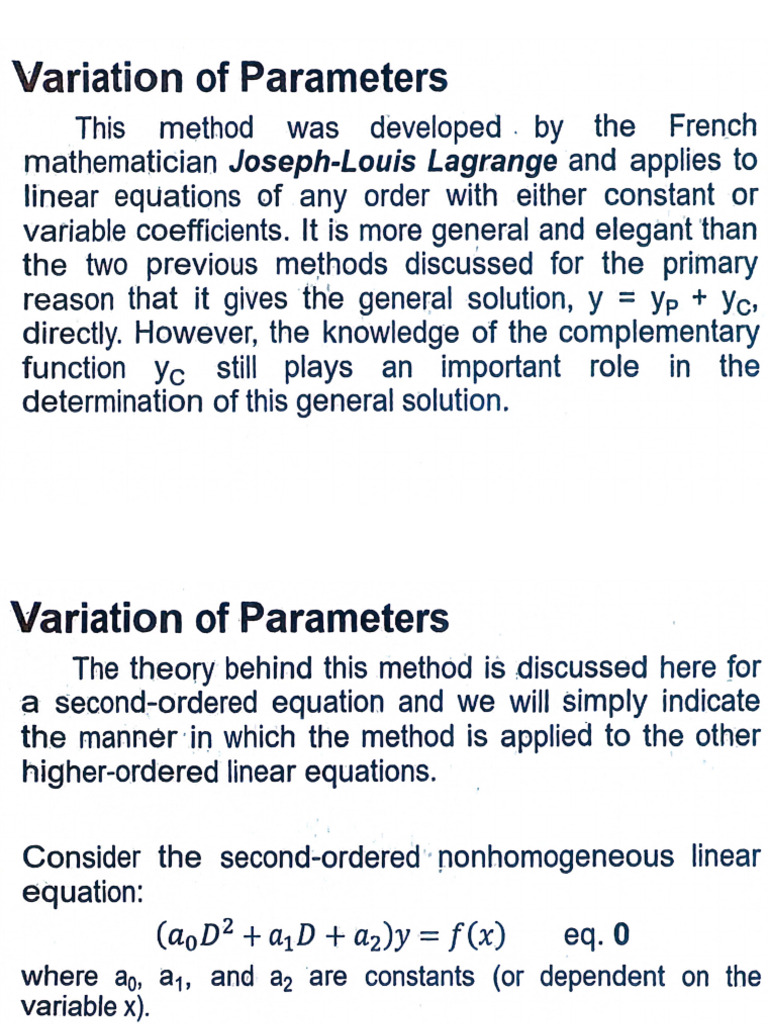 variation of parameters | PDF