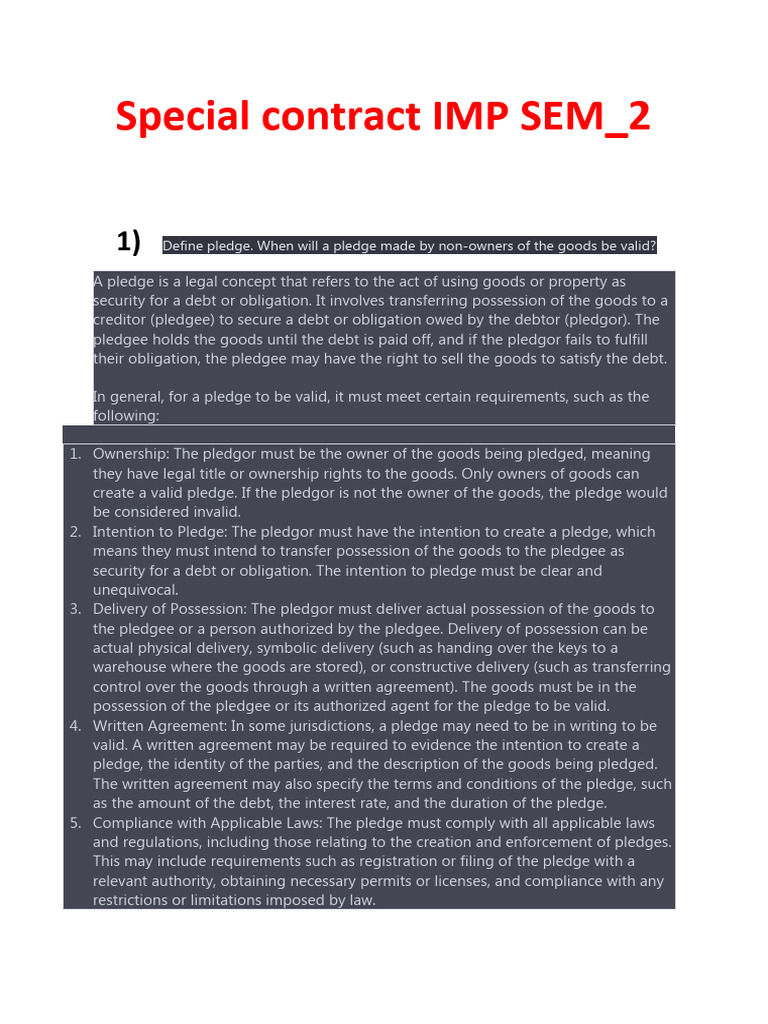 Special Contract IMP SEM | PDF | Guarantee | Law Of Agency