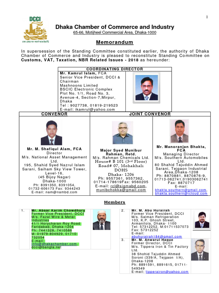 Dhaka Chamber of Commerce | PDF | Board Of Directors | Governance