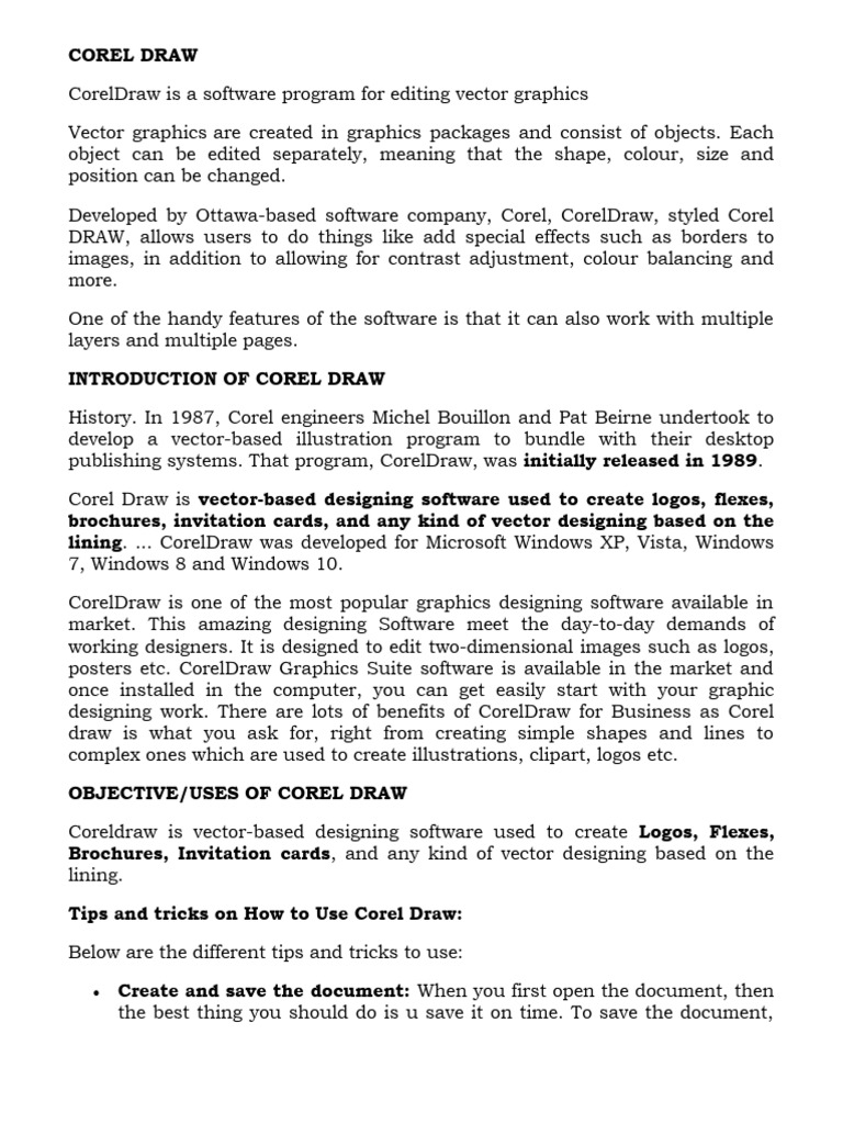Corel Draw Handout | PDF | Computing