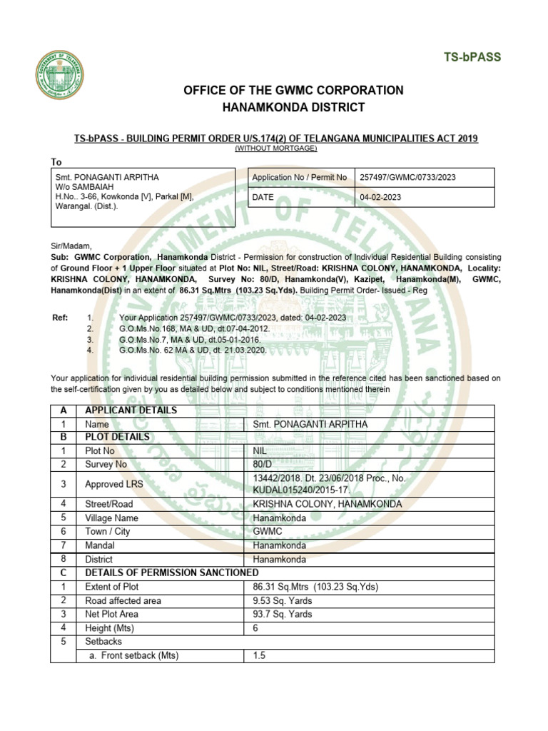 Office of The GWMC Corporation Hanamkonda District | PDF