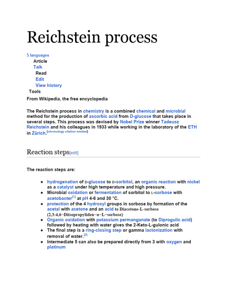 Reichstein Process | PDF | Vitamin C | Chemistry