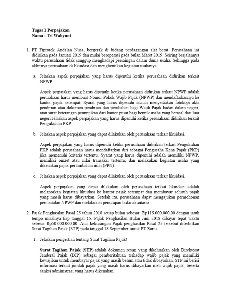 Tugas 1 Perpajakan | PDF