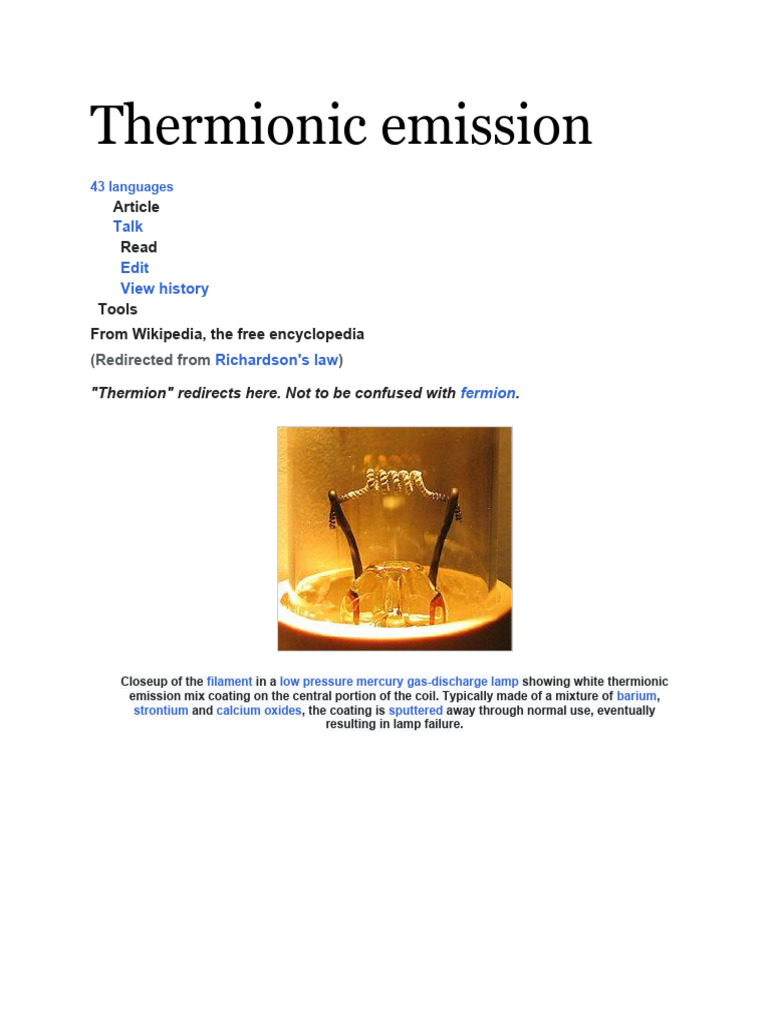 Thermionic Emission#richardson's Law | Download Free PDF | Incandescent Light Bulb | Materials ...