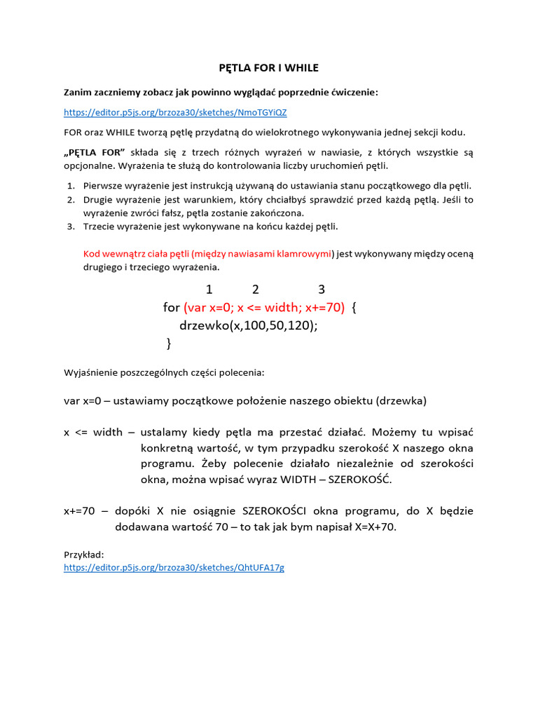 Instrukcja - For, While | PDF