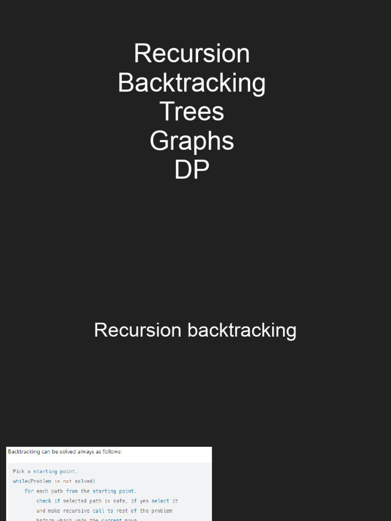 Recursion Backtracking Trees Graphs DP | PDF | Discrete Mathematics ... Recursion Backtracking Trees Graphs DP | PDF | Discrete Mathematics ...