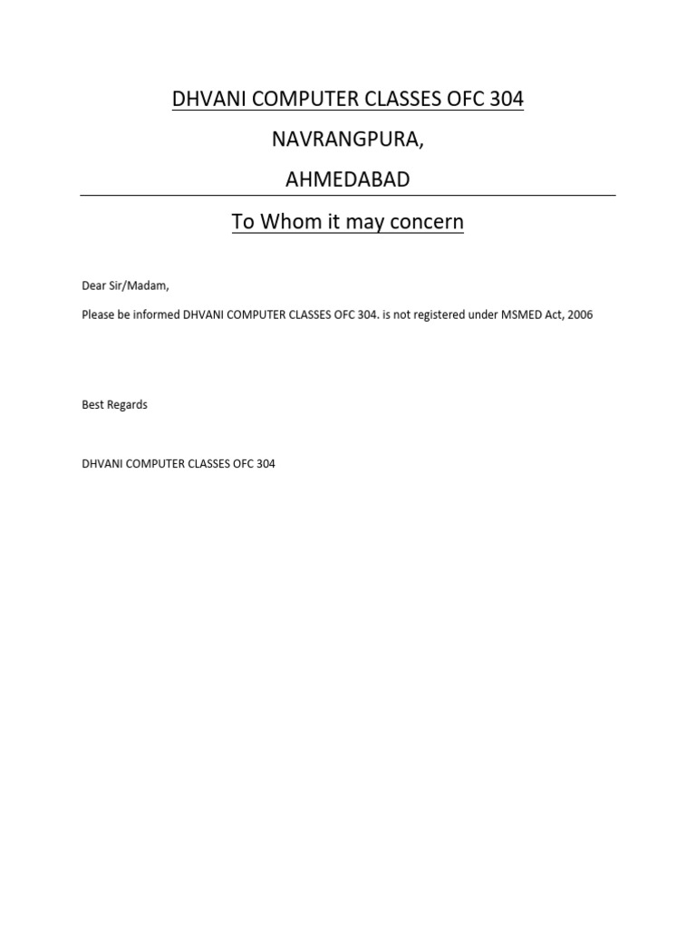 DHVANI Classes MSME Status Notice | PDF | Technology & Engineering