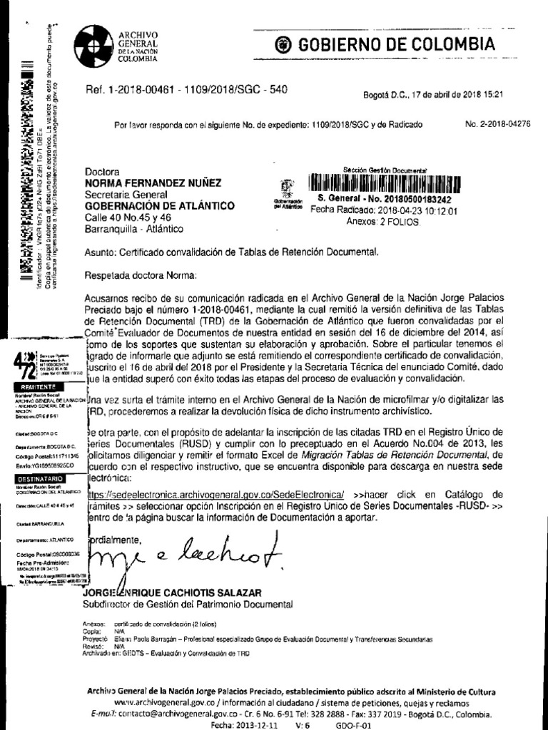 Convalidacion TRD | PDF