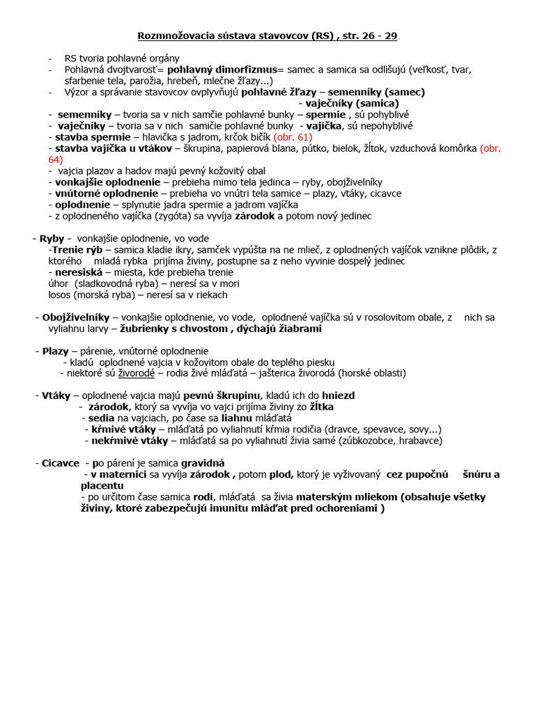 Rozmnozovacia Sustava Stavovcov | PDF