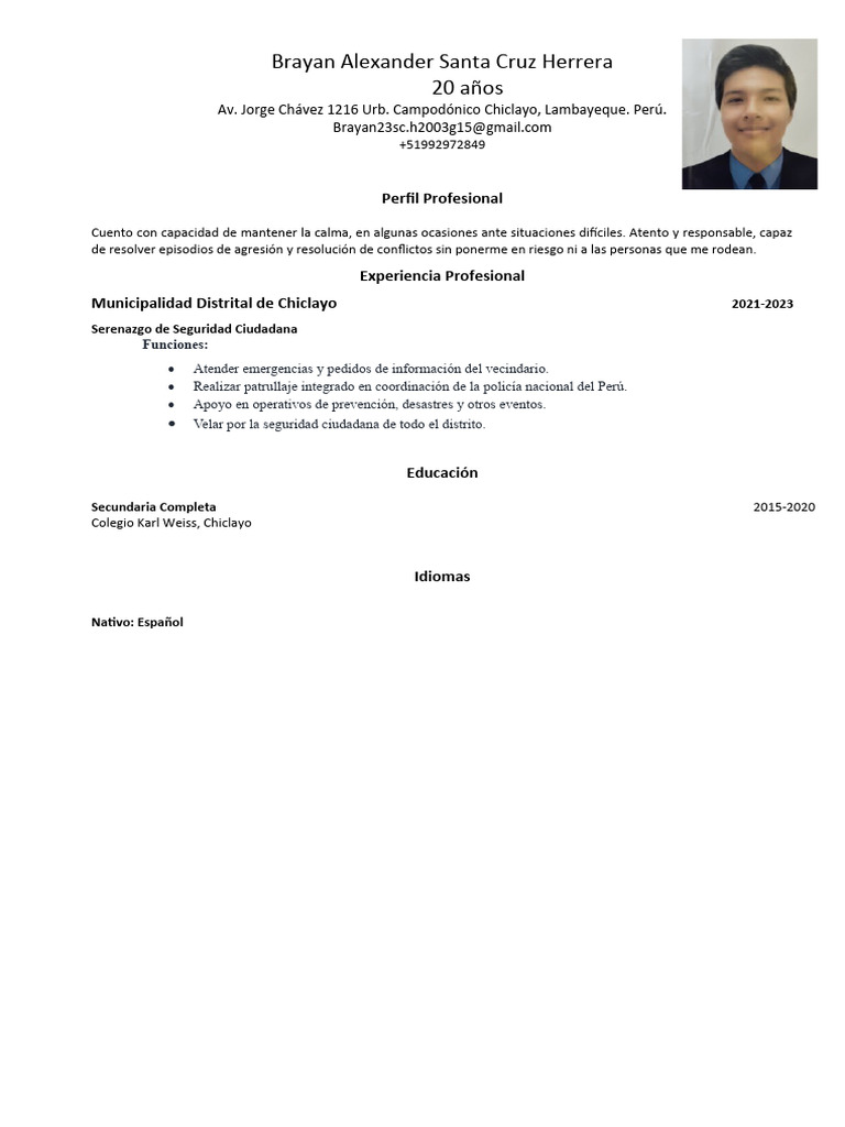 CV Brayan Herrera 2023 | PDF