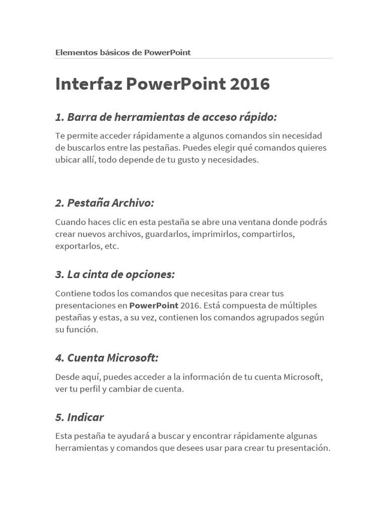 Elementos Básicos de Powerpoint 2016 | PDF | Microsoft PowerPoint | Informática