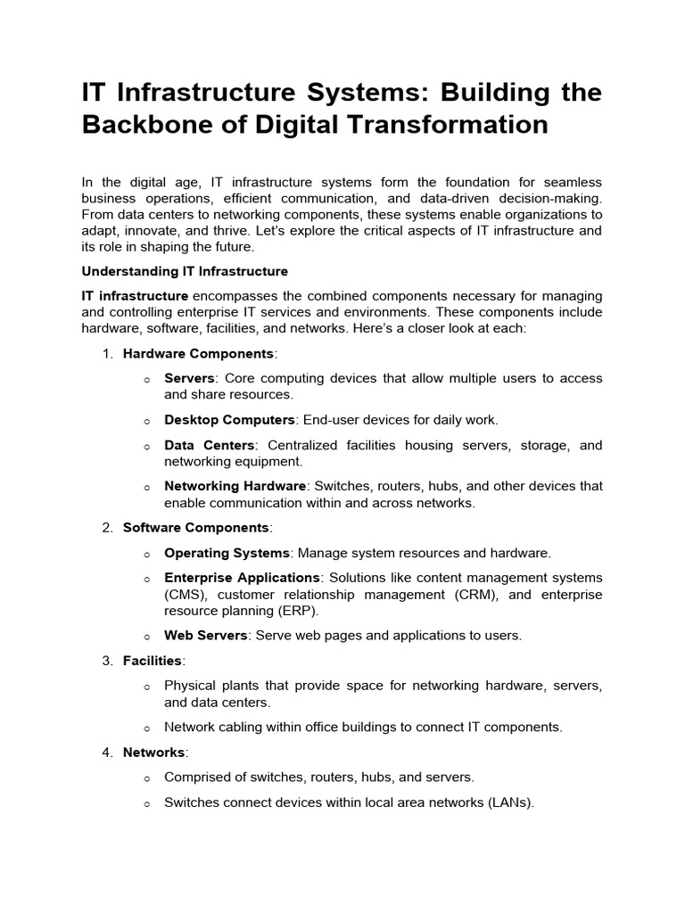 IT Infrastructure Systems | PDF | Computer Network | Cloud Computing