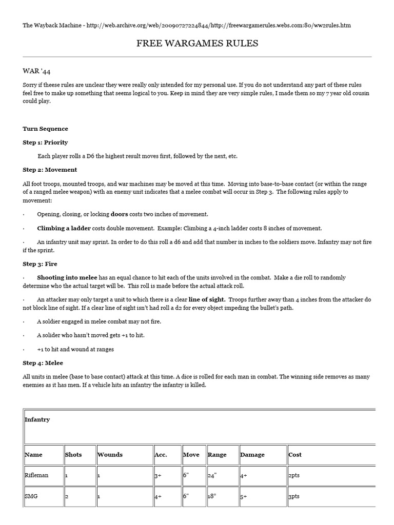 Free Wargames Rules - WW2 | PDF | Infantry | Tanks