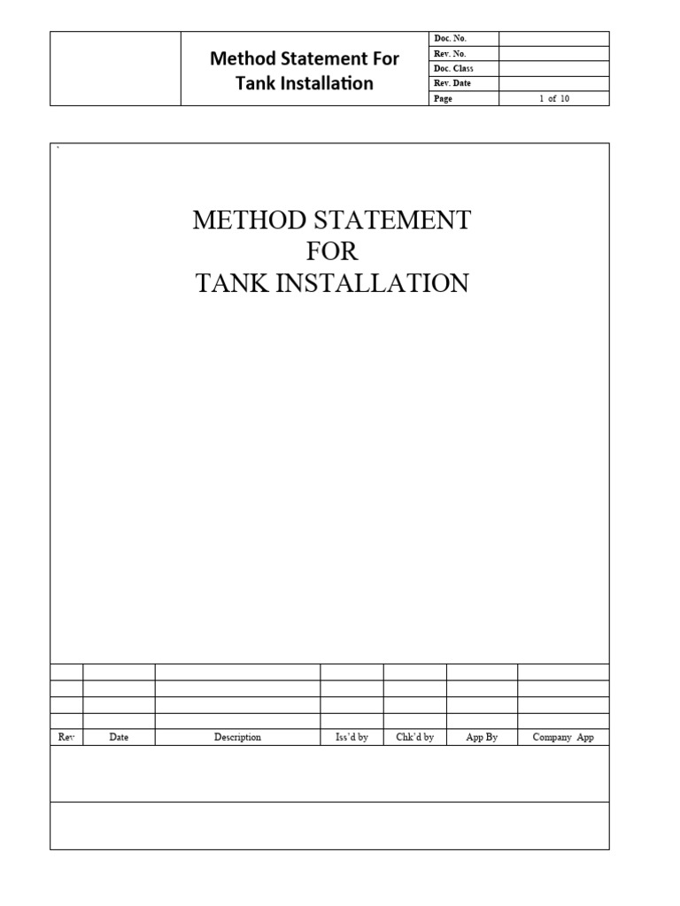 Method Statement For Tank Installation | Download Free PDF | Welding | Construction