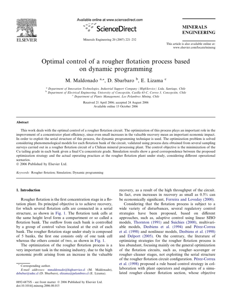 Optimal Control Flotation | Download Free PDF | Mathematical Optimization | Dynamic Programming