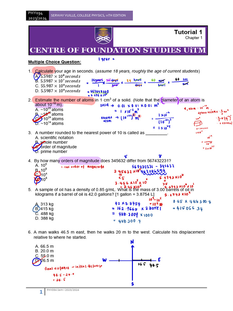 Tutorial 1 | PDF | Pendulum | Euclidean Vector