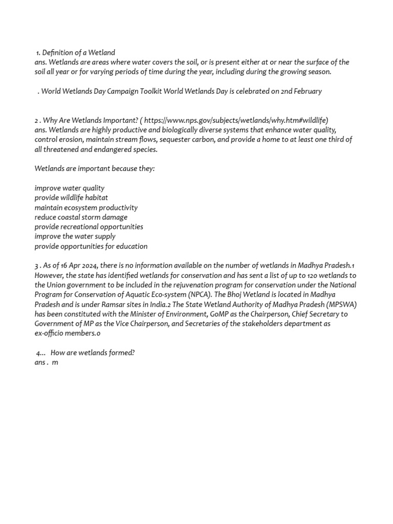 Wetlands Notes | PDF