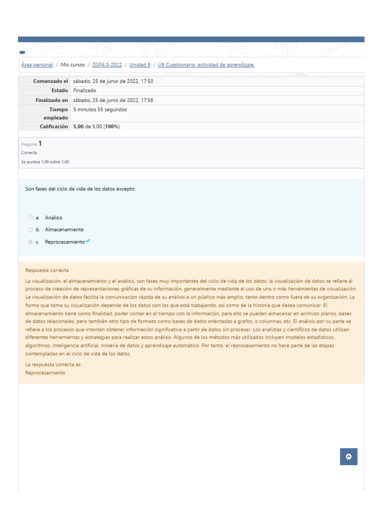 U6 Cuestionario - Actividad de Aprendizaje. - Revisión Del Intento | PDF | Gestión de la ...
