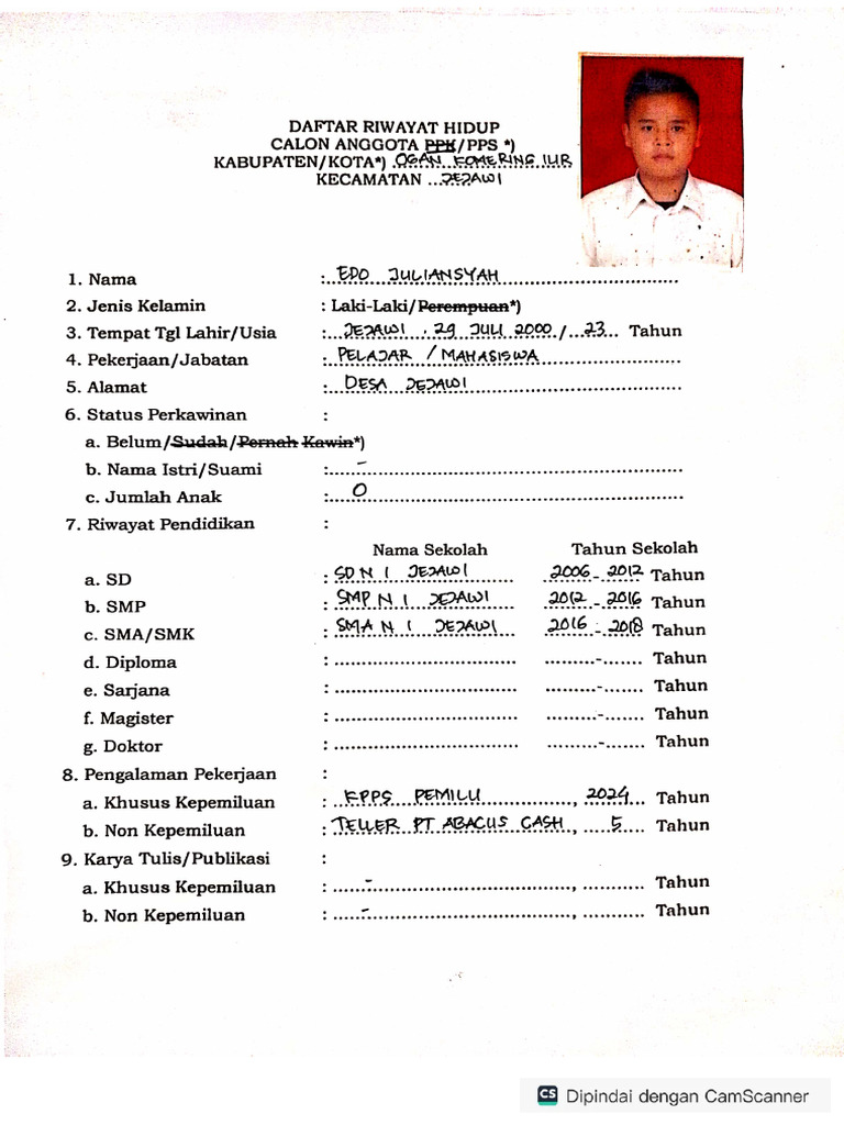 Riwayat Hidup PPS Edo | PDF