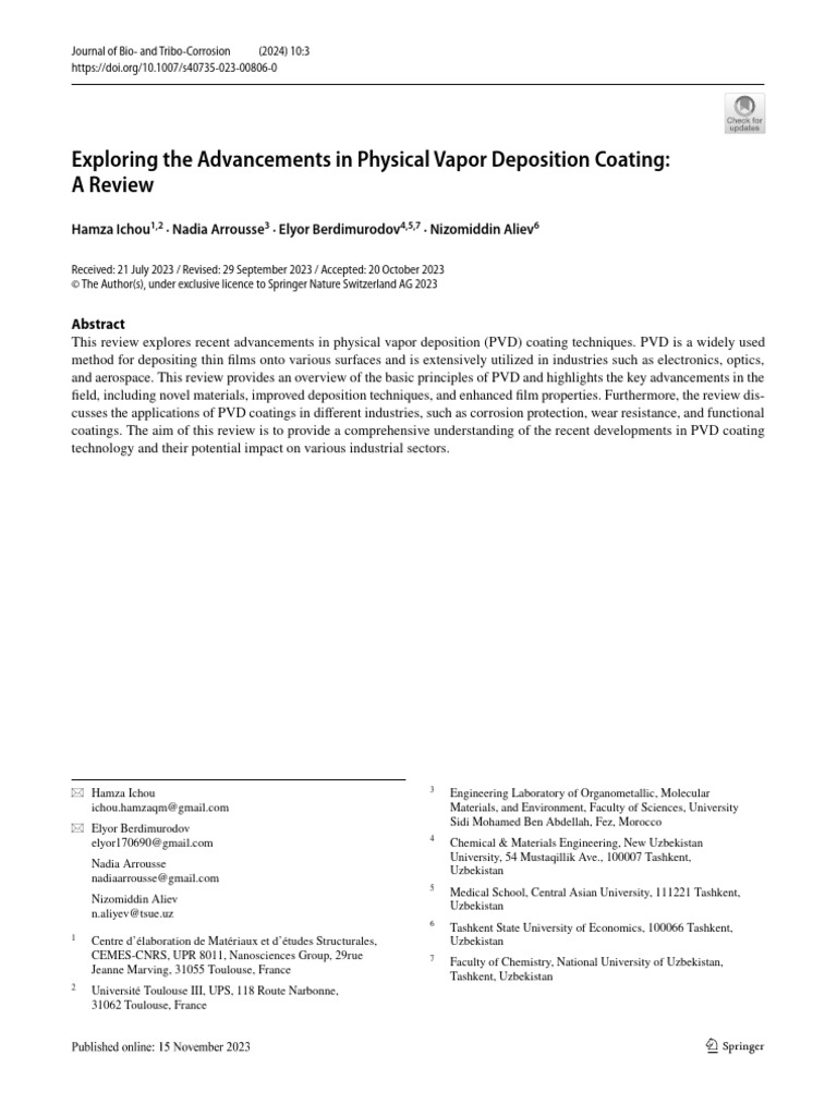 advancements pvd coatings | PDF | Coating | Sputtering