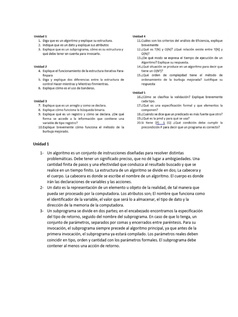 20 Preguntas Final AED | PDF | Algoritmos | Variable (informática)