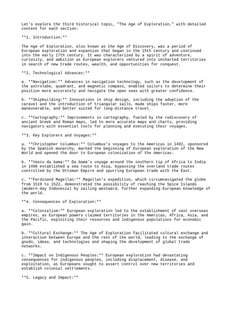 The Age of Exploration | PDF | Age Of Discovery | Colonialism