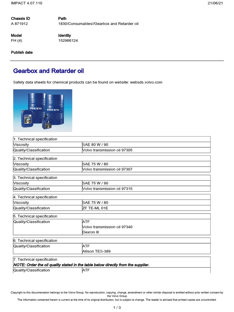 Gearbox and Retarder Oil | PDF | Automotive Industry