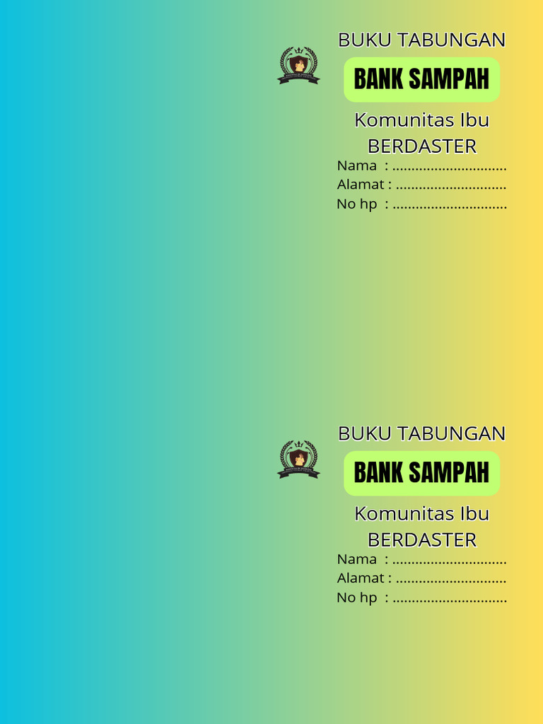 Cover Buku Tabungan Bank Sampah | PDF