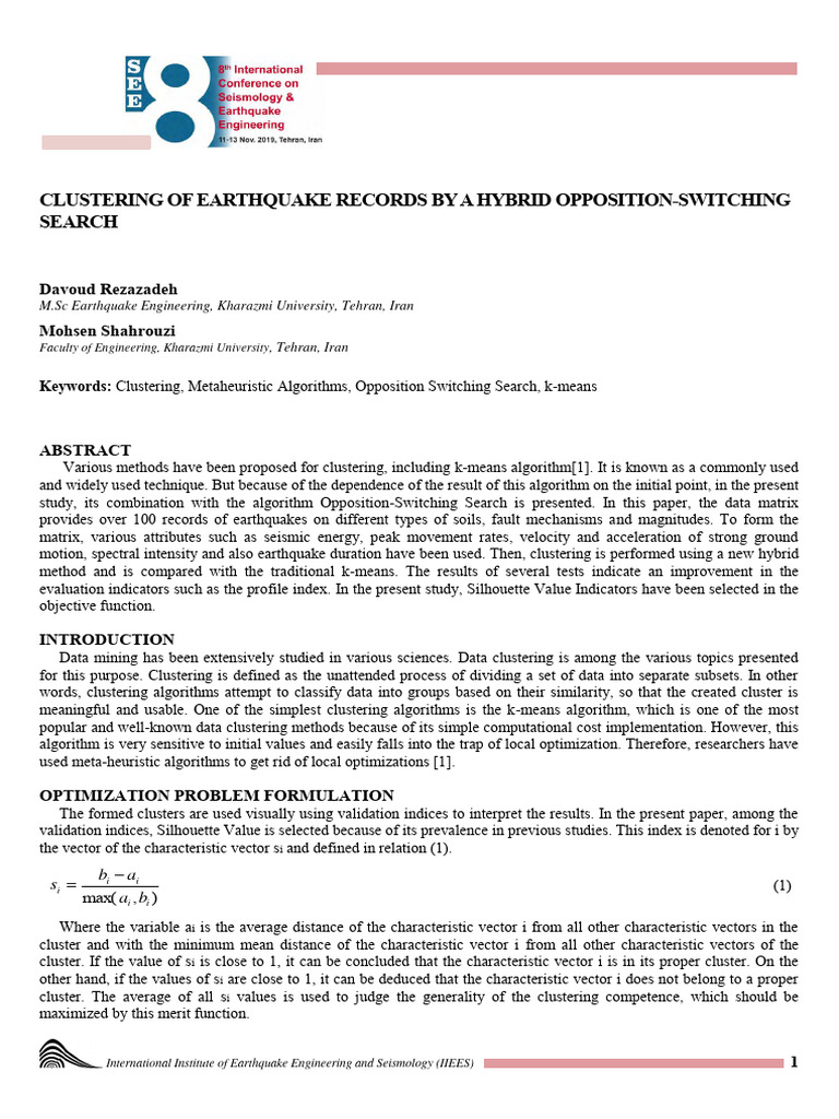 Clustering of Earthquake Records | PDF | Cluster Analysis | Mathematical Optimization