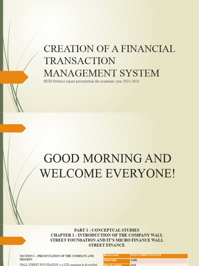 Creation of A Management System For Financial Transactions | PDF ...