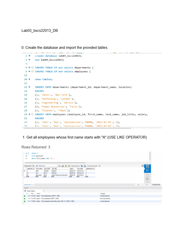SQL Queries for Employee Database Analysis | PDF | Table (Database ...