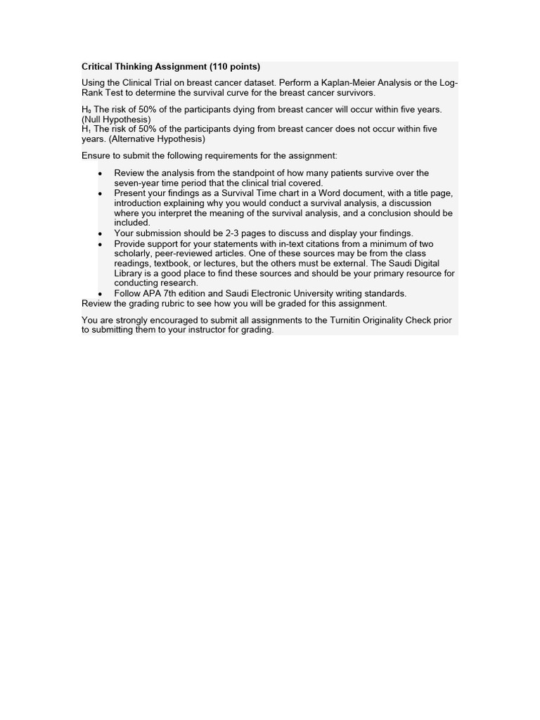 Critical Thinking Assignment | PDF