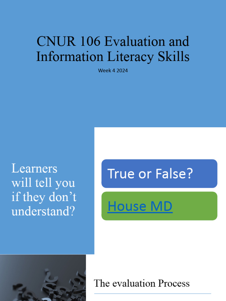 Week 4 Evaluation Health Information Literacy 2024 | PDF | Evaluation ... Week 4 Evaluation Health Information Literacy 2024 | PDF | Evaluation ...