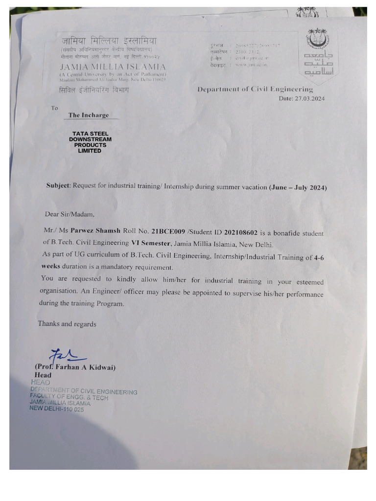 TATA Steel Internship | PDF