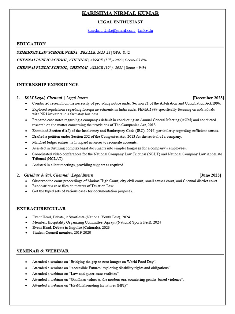 CV - Karishma - Removed | Download Free PDF | Justice | Crime & Violence